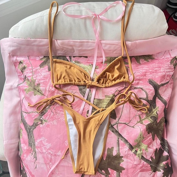 Missguided | Swim | Bralette Tie Bikini Set Tan Color High Rise Cheeky ...